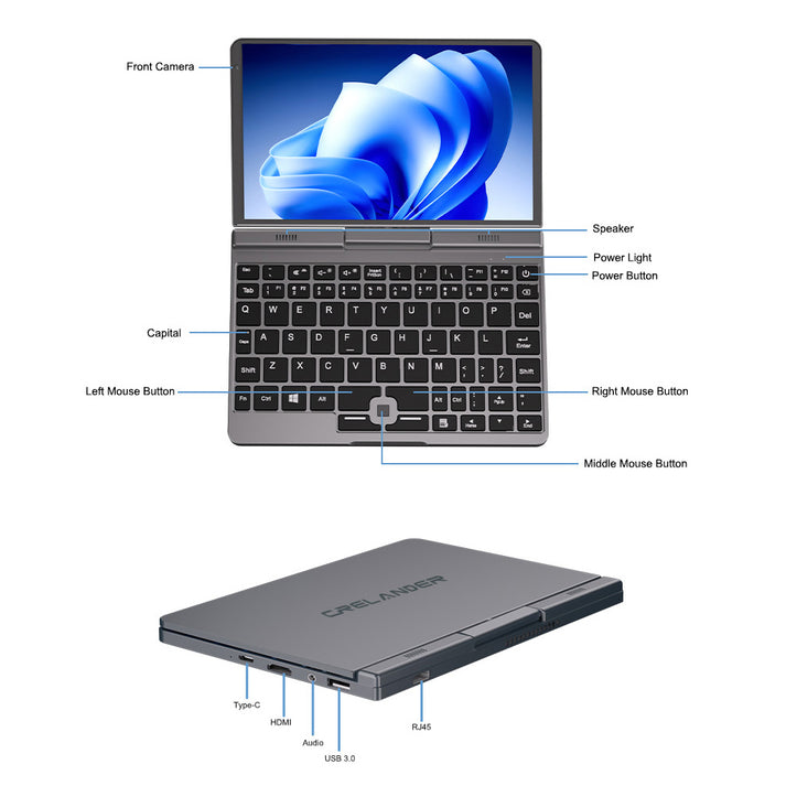 Crelander P8 Pocket Laptop 8 inch Intel Alder Lake N150 Mini PC ...